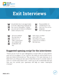 Exit Interviews | Nonprofit Risk Management Center