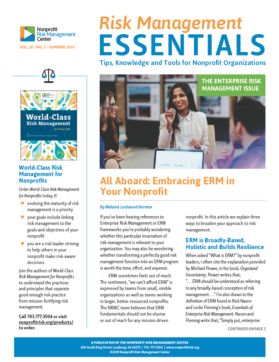 The Enterprise Risk Management Issue | Nonprofit Risk Management Center