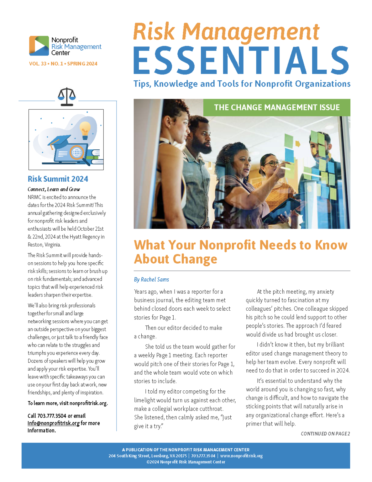 The Change Management Issue – Spring 2024 | Nonprofit Risk Management ...