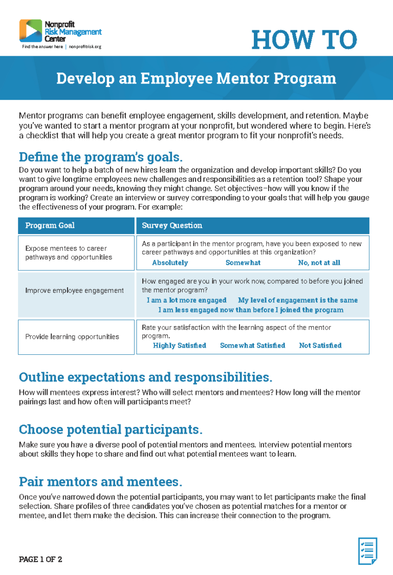 How To: Develop an Employee Mentor Program | Nonprofit Risk Management ...