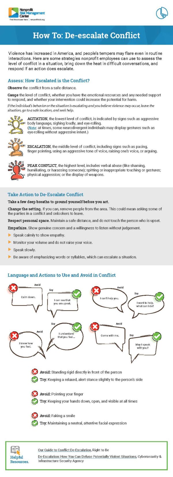 How to De-Escalate Conflict | Nonprofit Risk Management Center