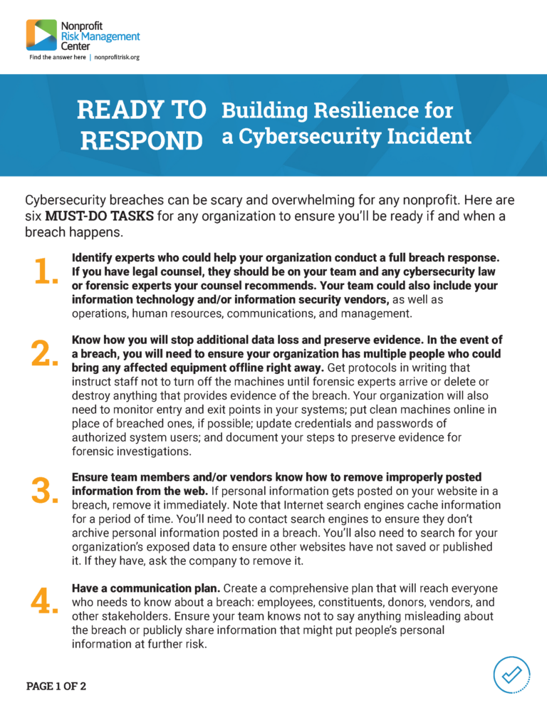 Ready to Respond: Building Resilience for a Cybersecurity Incident ...