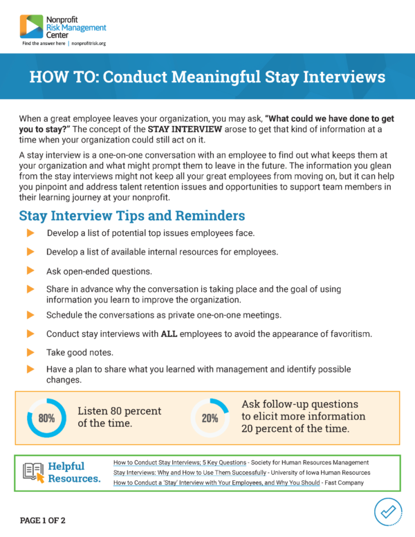 How To: Conduct Meaningful Stay Interviews | Nonprofit Risk Management ...