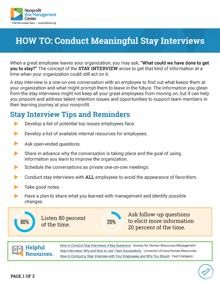 How To: Conduct Meaningful Stay Interviews | Nonprofit Risk Management ...