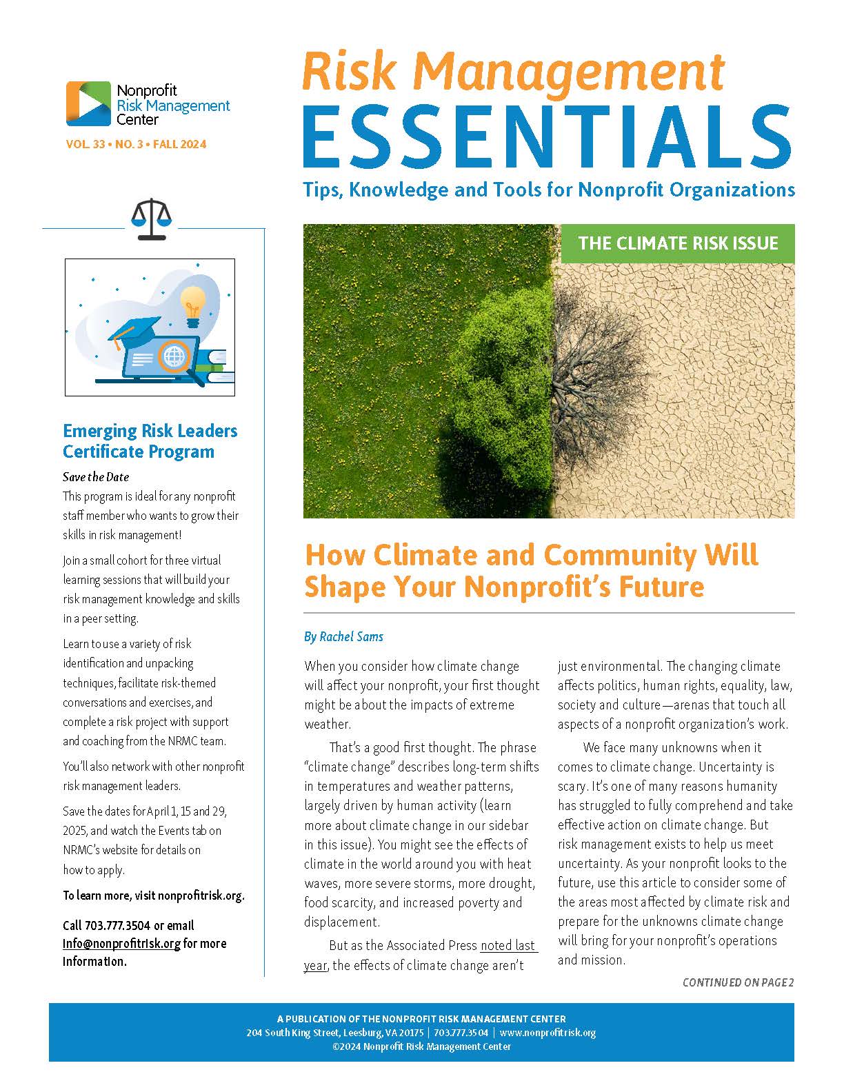 The Climate Risk Issue – Fall 2024 | Nonprofit Risk Management Center